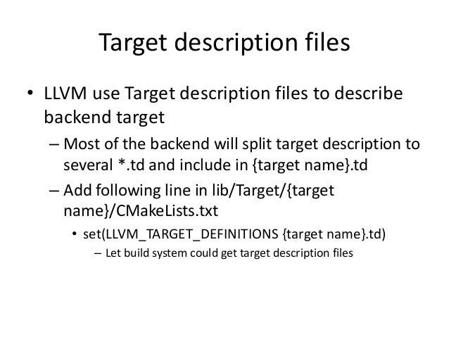 Llvm Backend Porting