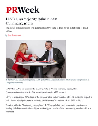 LLYC buys majority stake in Bam Communications | PDF
