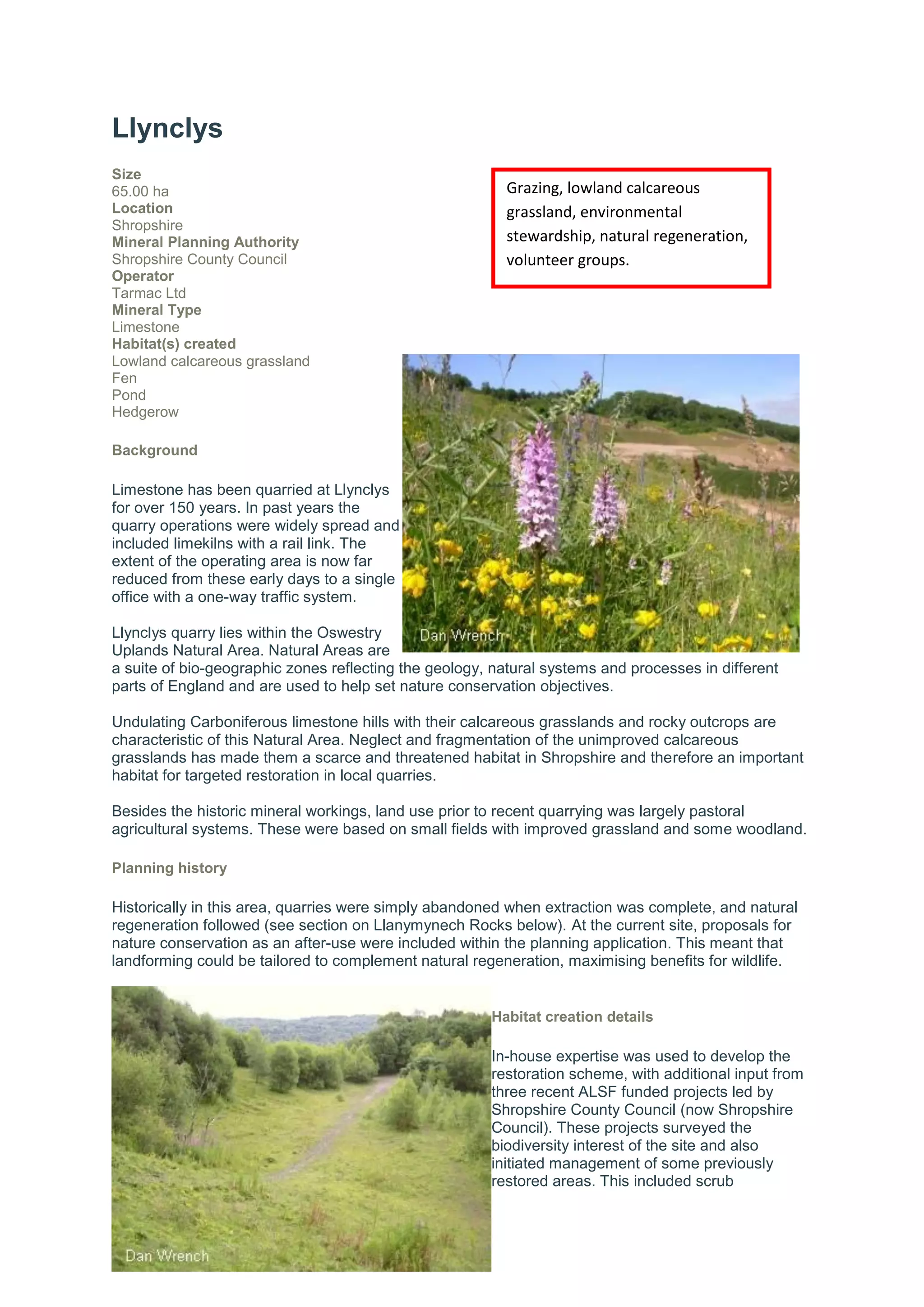 Llynclys quarry restoration | PDF