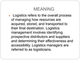 FUNCTIONS OF LOGISTICS MANAGEMENT AND OUTSOURCING | PPTX