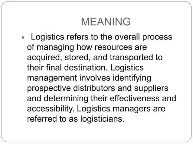 FUNCTIONS OF LOGISTICS MANAGEMENT AND OUTSOURCING | PPTX | Logistics ...