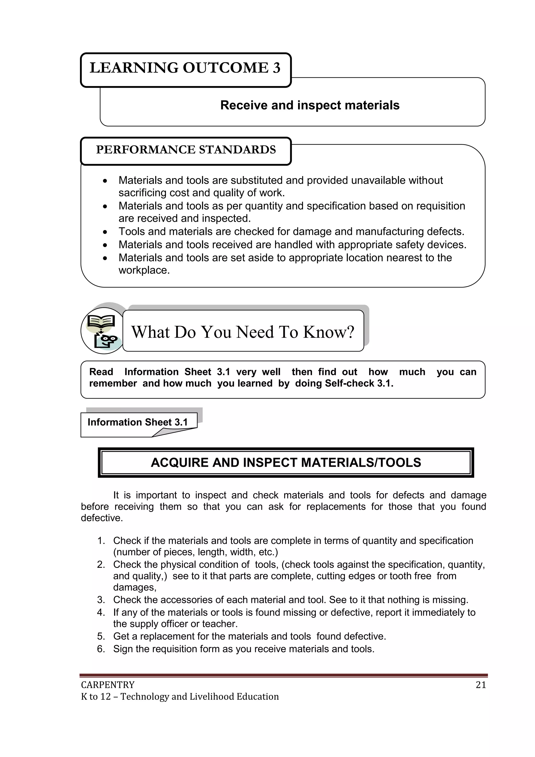 Carpentry Learning Module Grade 7 and Grade 8 Explanatory Course | PDF