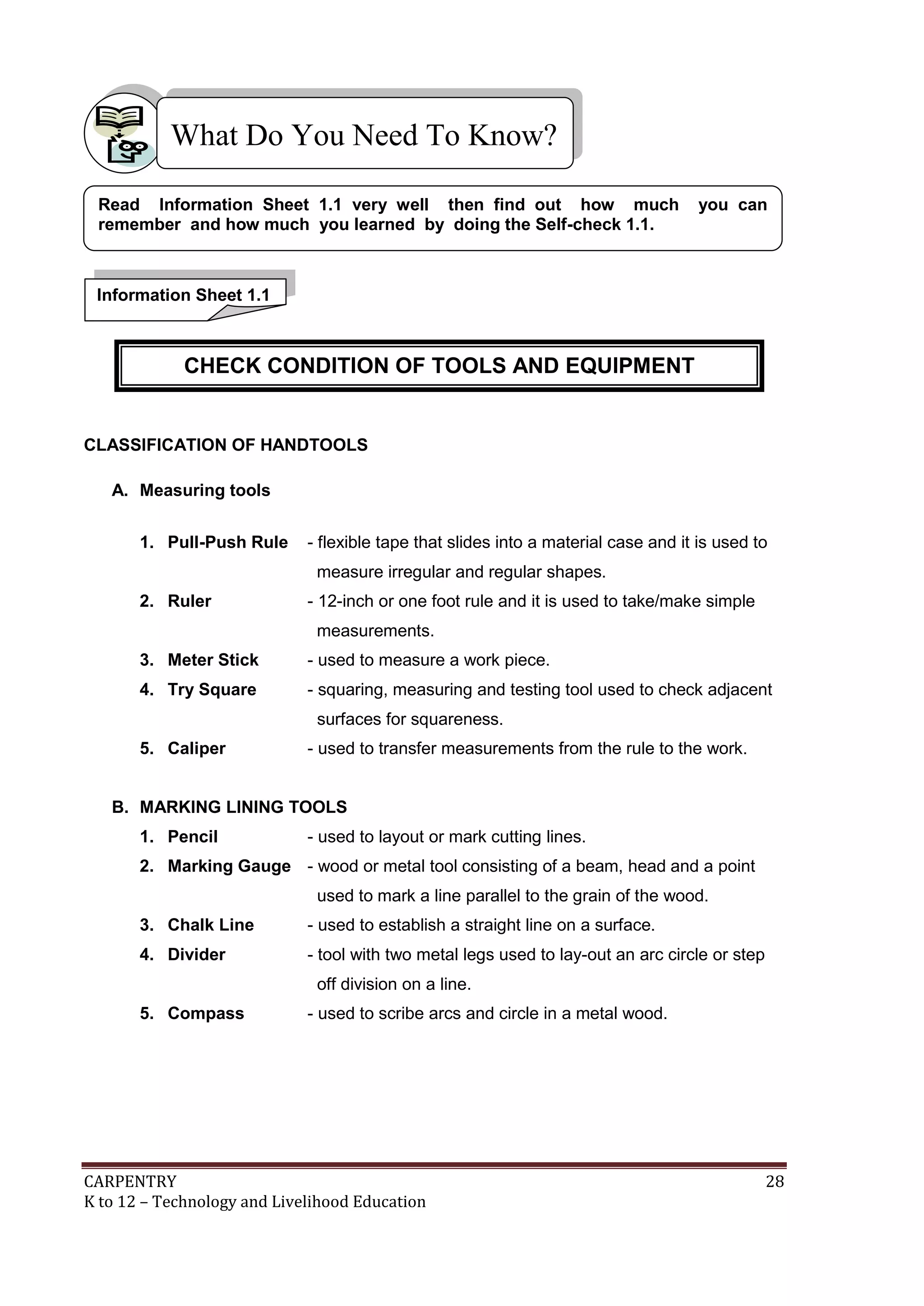 Carpentry Learning Module Grade 7 and Grade 8 Explanatory Course | PDF