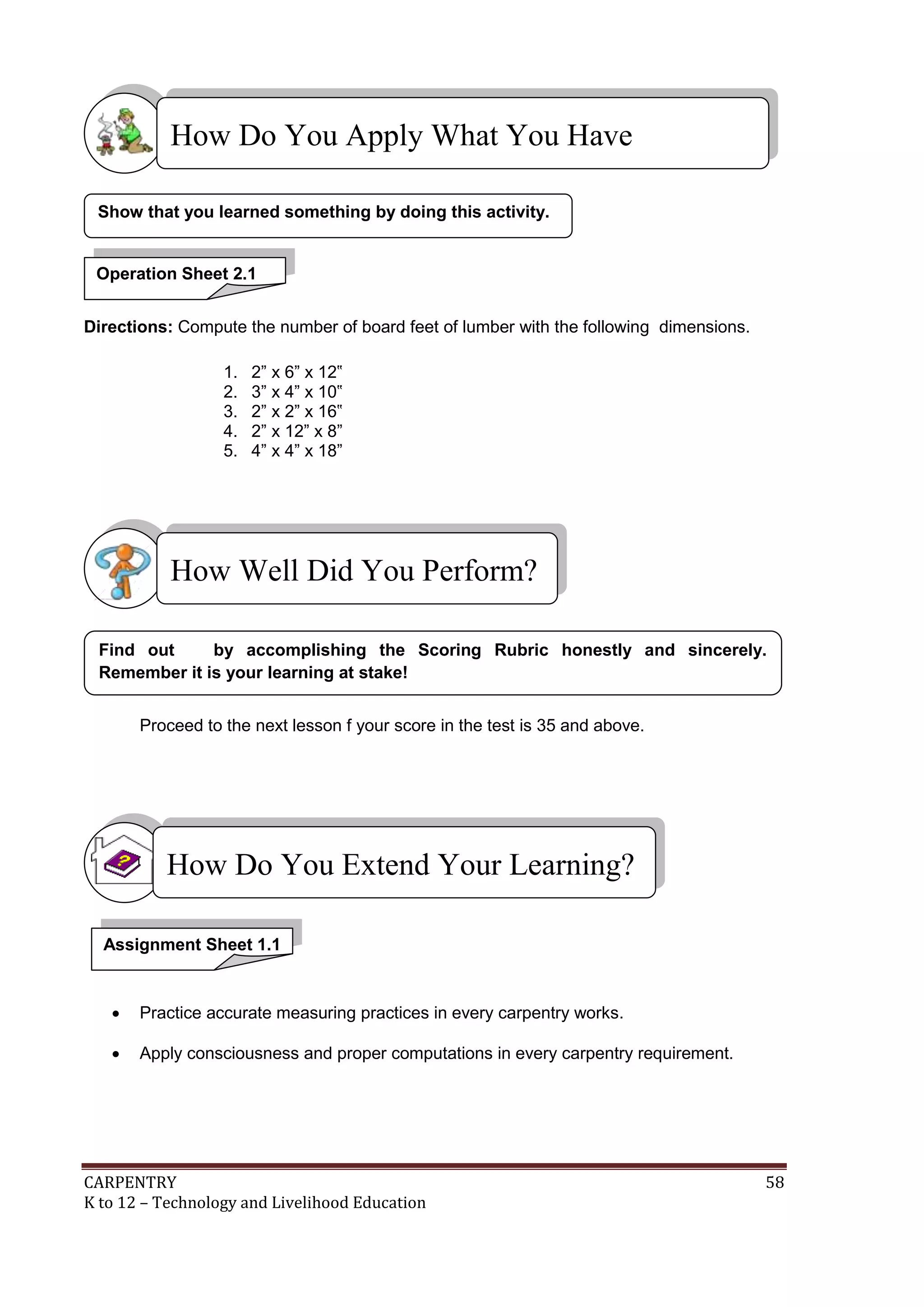 Carpentry Learning Module Grade 7 and Grade 8 Explanatory Course | PDF