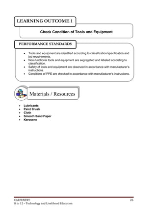 Carpentry Learning Module Grade 7 and Grade 8 Explanatory Course | PDF