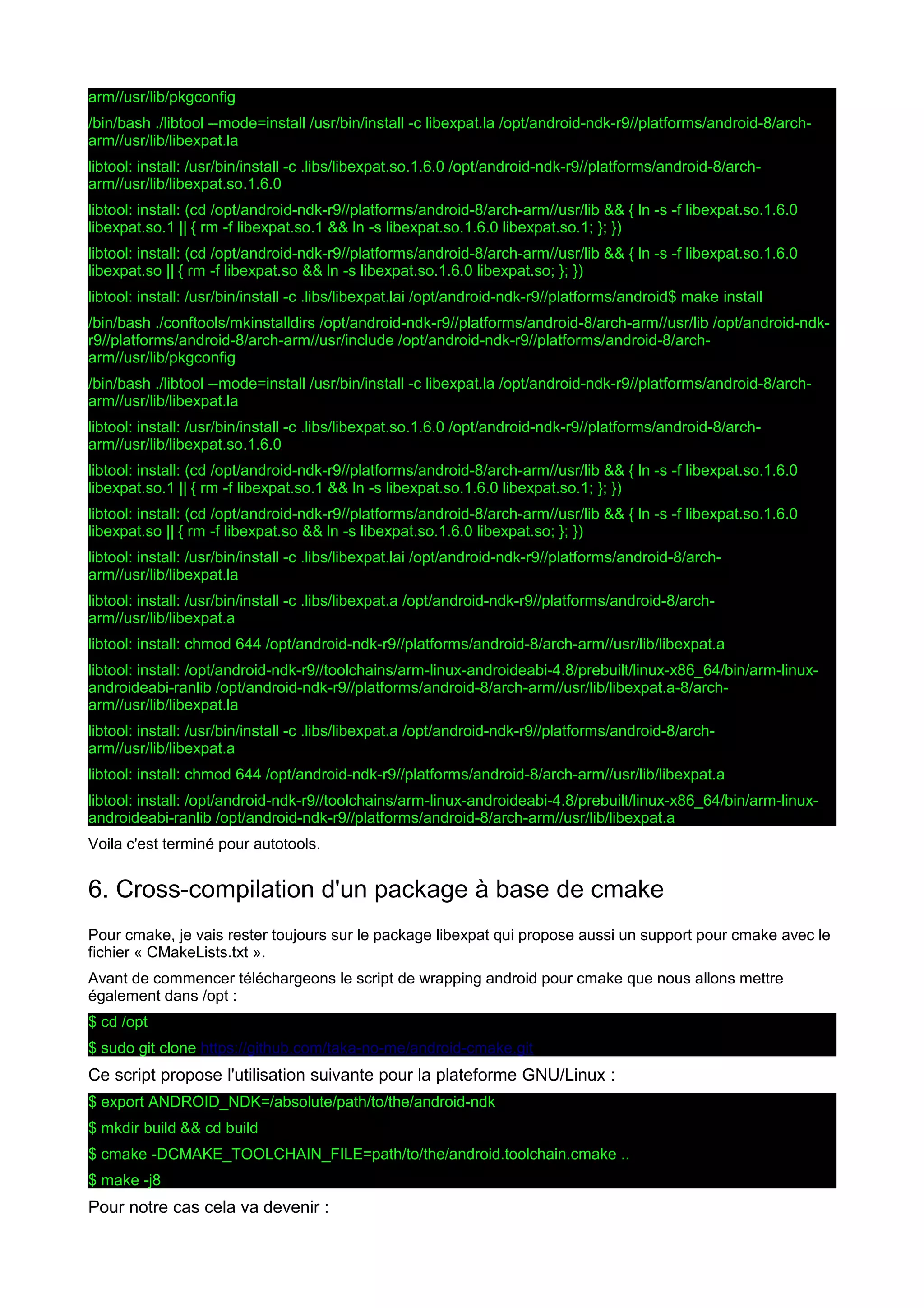 Cross-compilation native sous android | ODT
