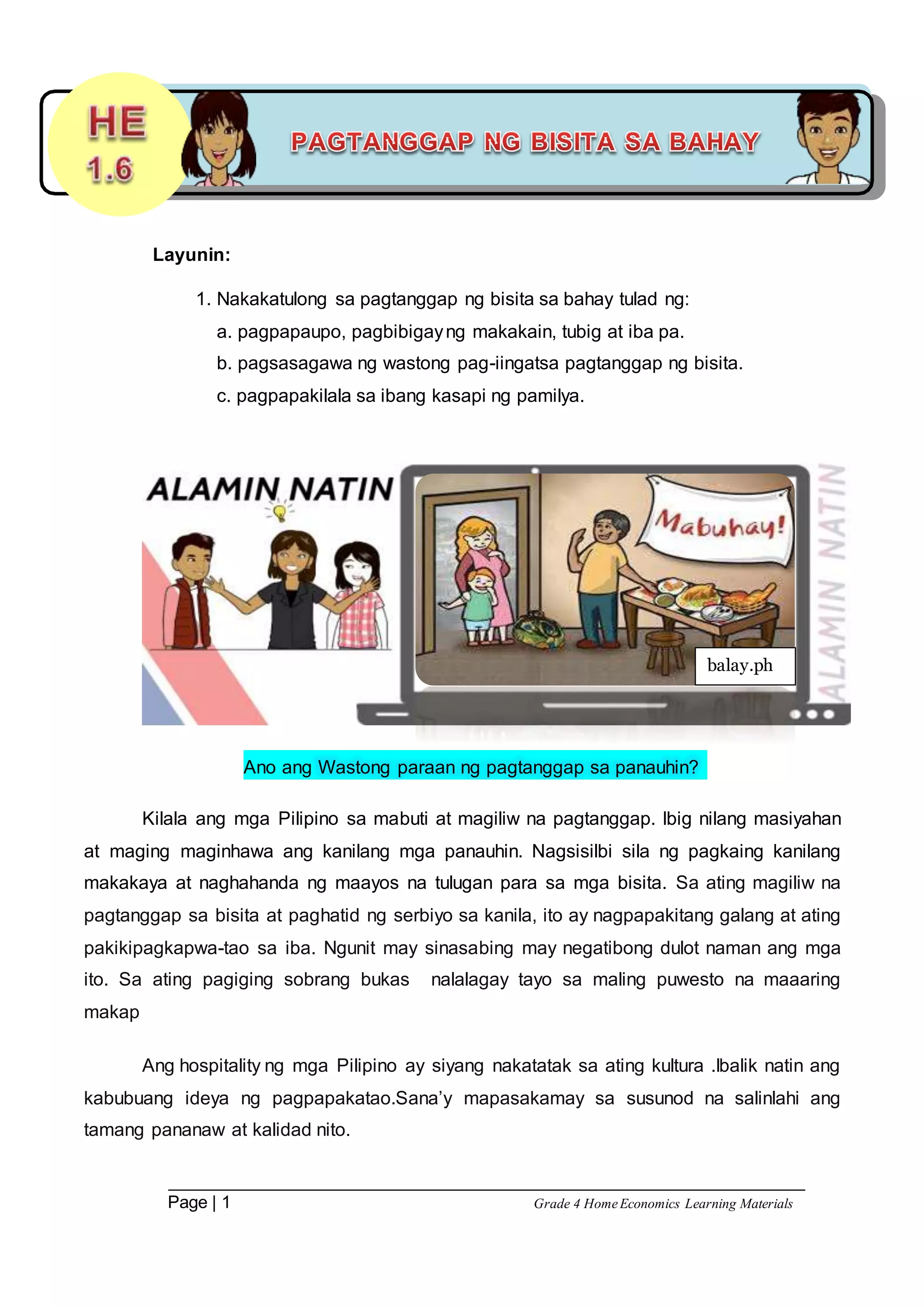 Lm he4(pagtanggap ng bisita ) | DOCX