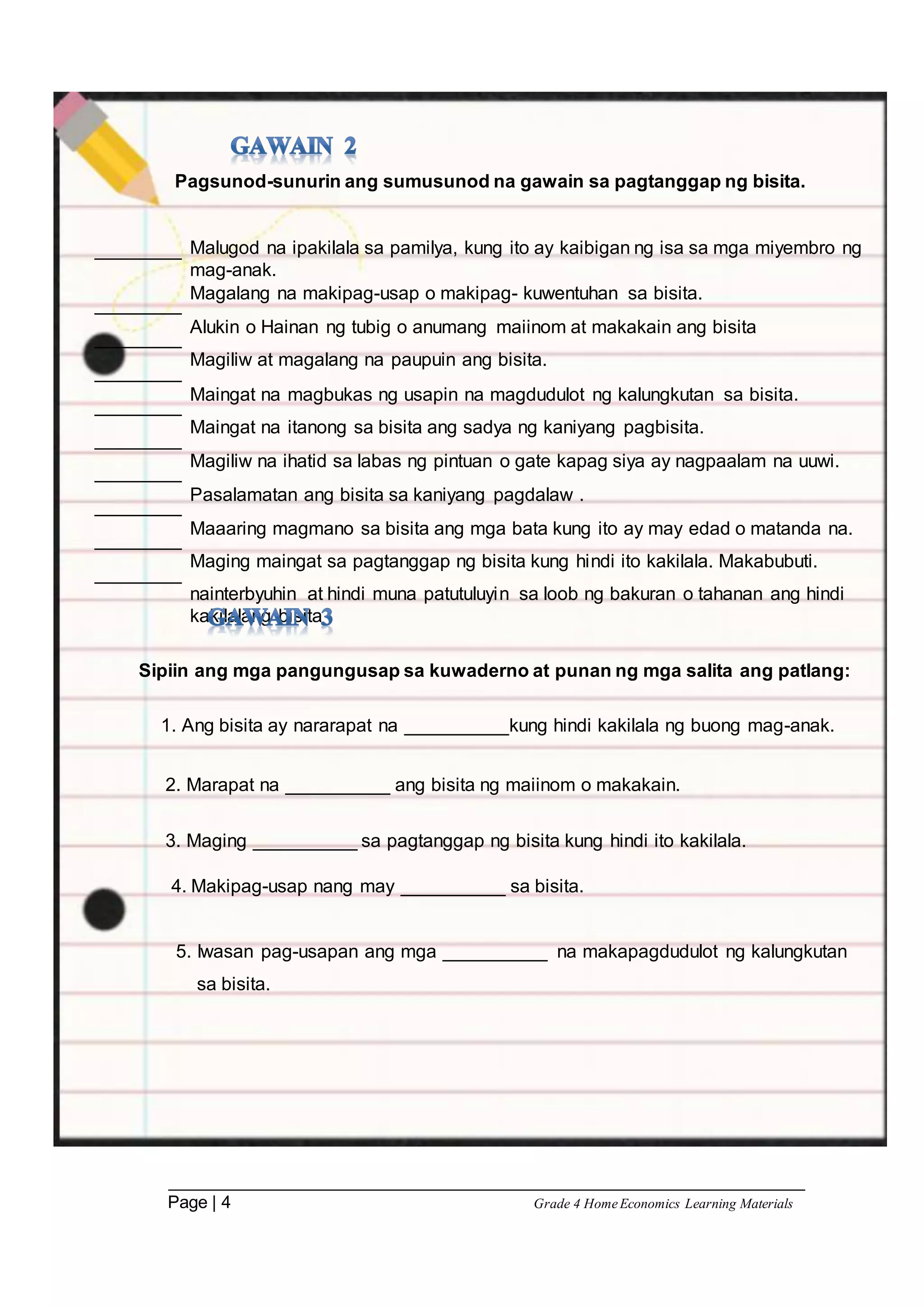 Lm he4(pagtanggap ng bisita ) | DOCX