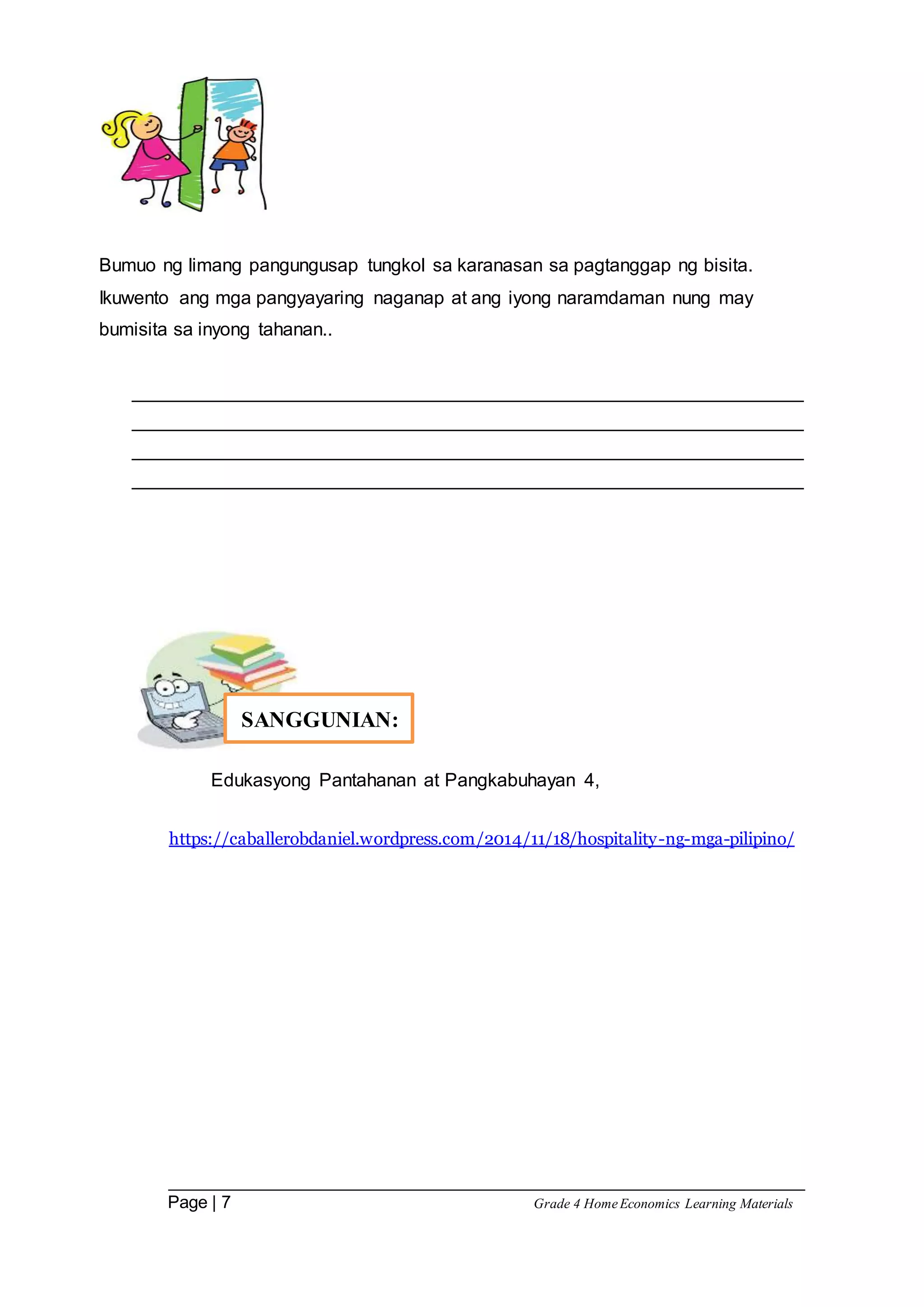 Lm he4(pagtanggap ng bisita ) | DOCX