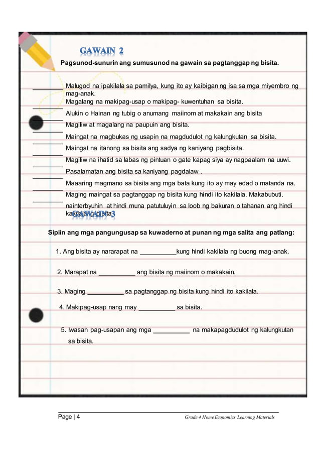 Lm he4(pagtanggap ng bisita ) | DOCX