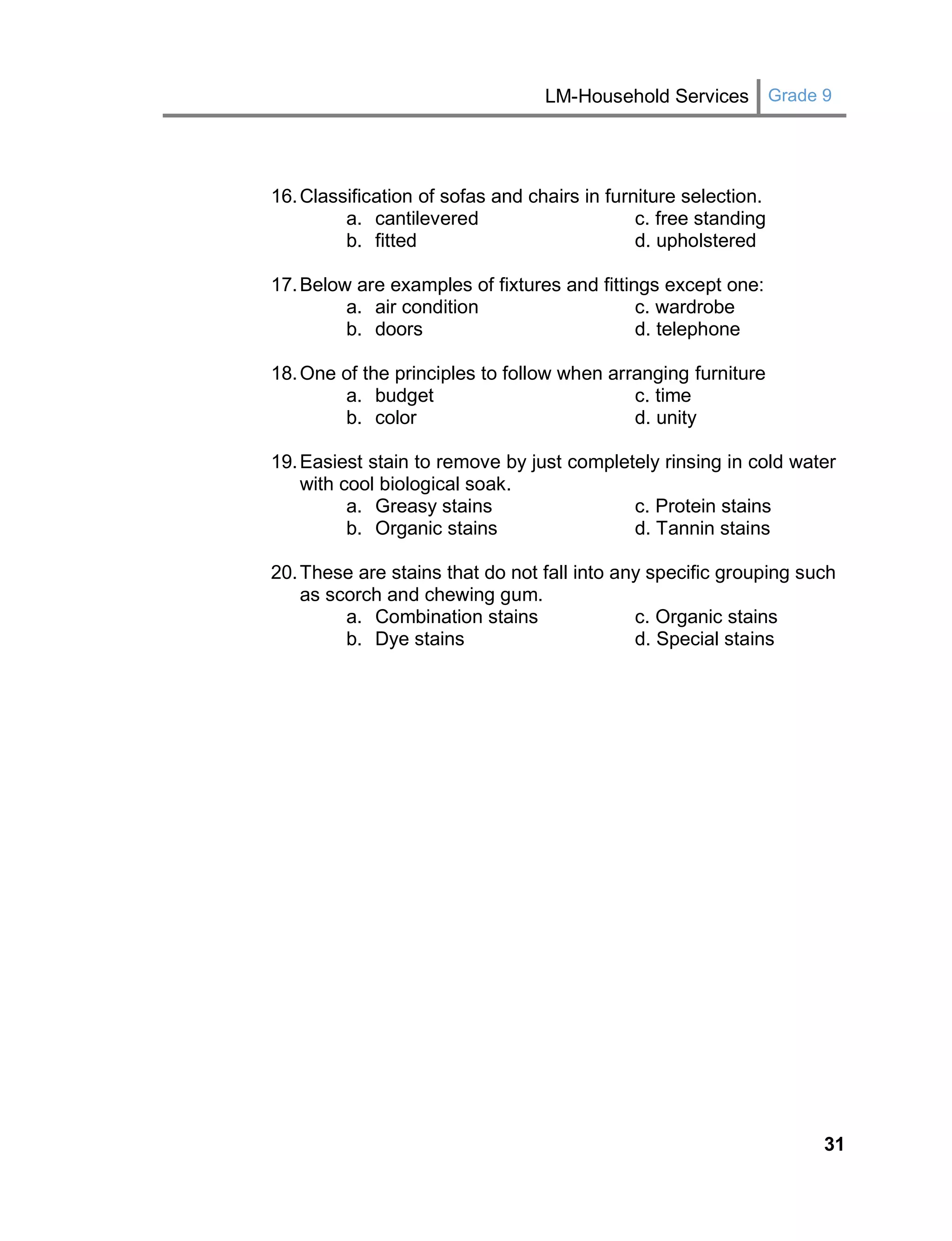 Lm household services-grade_9_1st and 2nd quarter | PDF