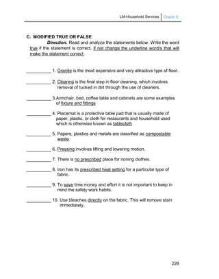 Lm household services-grade_9_3rd and 4th quarter | PDF