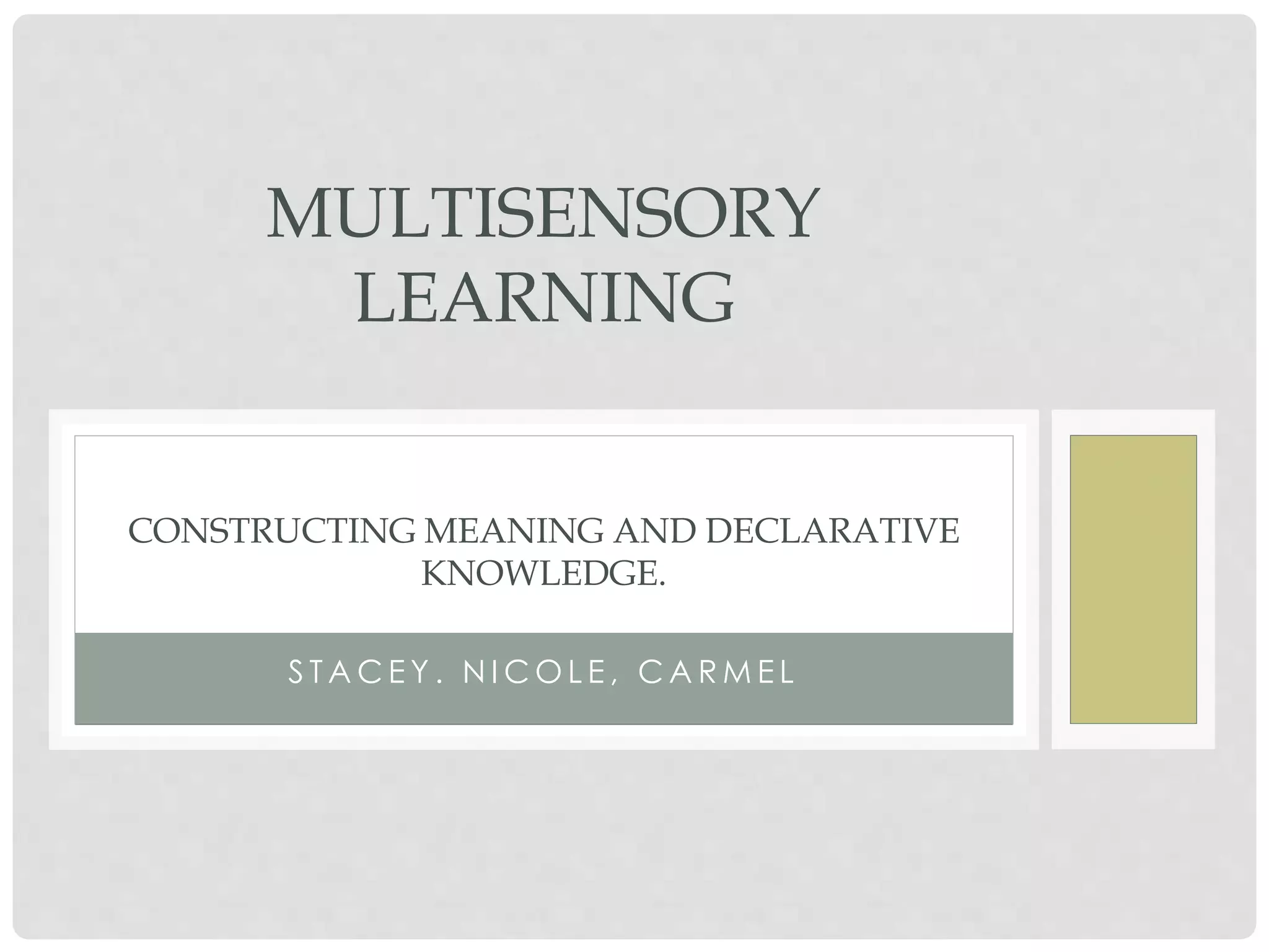 Multisensory Learning | PPTX