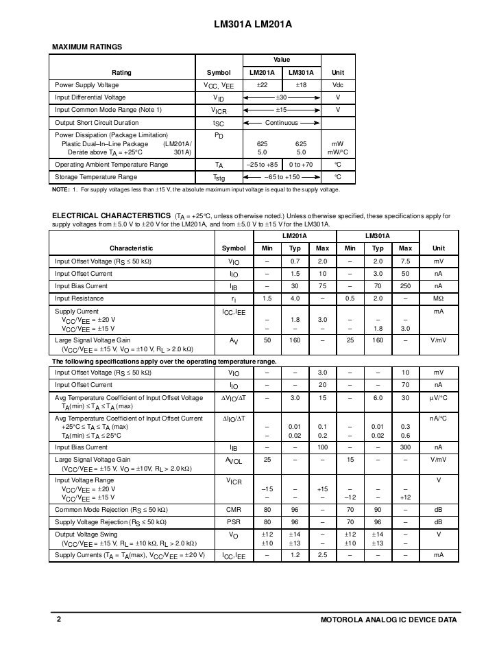 LM301 Operational Amplifiers