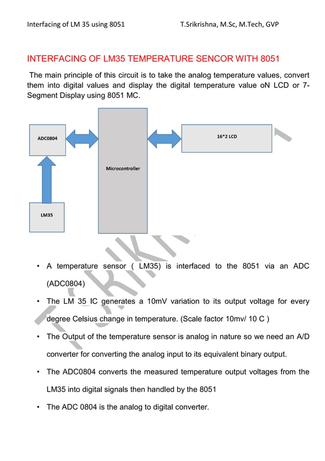interfacing of temperature sensor LM 35 with 8051.pdf | Science