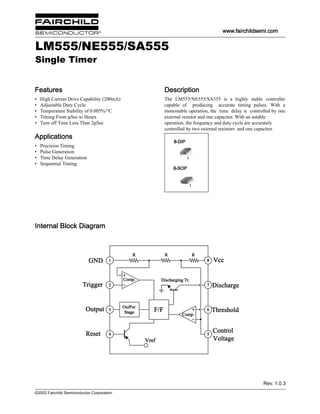 LM555.PDF. usos variables como para prender luces secuenciales usando también el ic 4017 | PDF