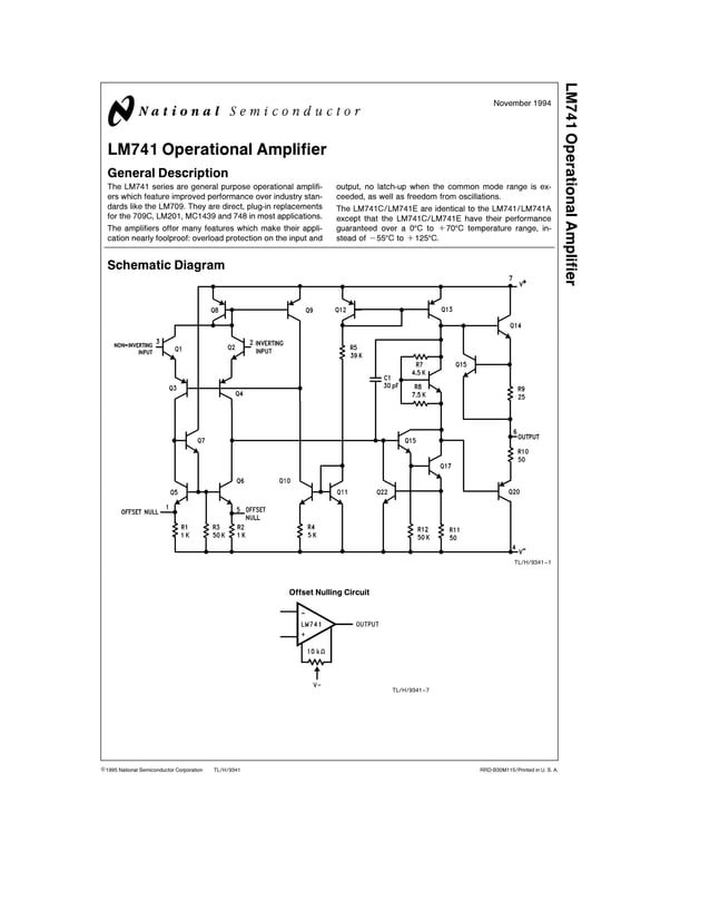 Lm 741 datasheet | PDF | Computer Peripherals | Computing