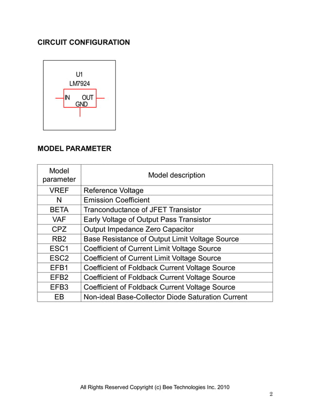 SPICE MODEL of LM7924 SIMetrix in SPICE PARK | PDF
