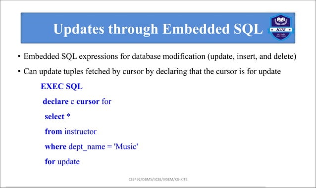 LM7_ Embedded Sql and Dynamic SQL in dbms | PPTX