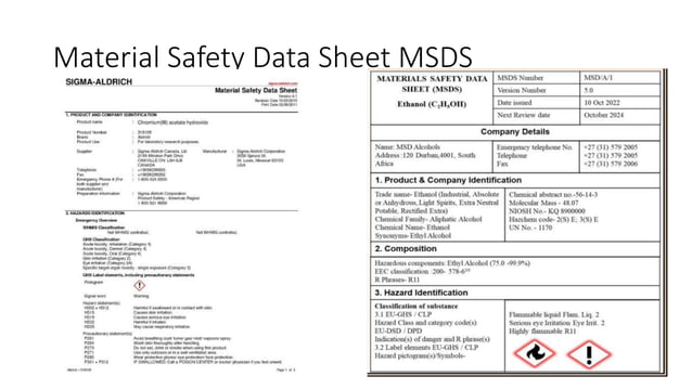 Meta Safety Data Sheets for hazardous materials | PPT