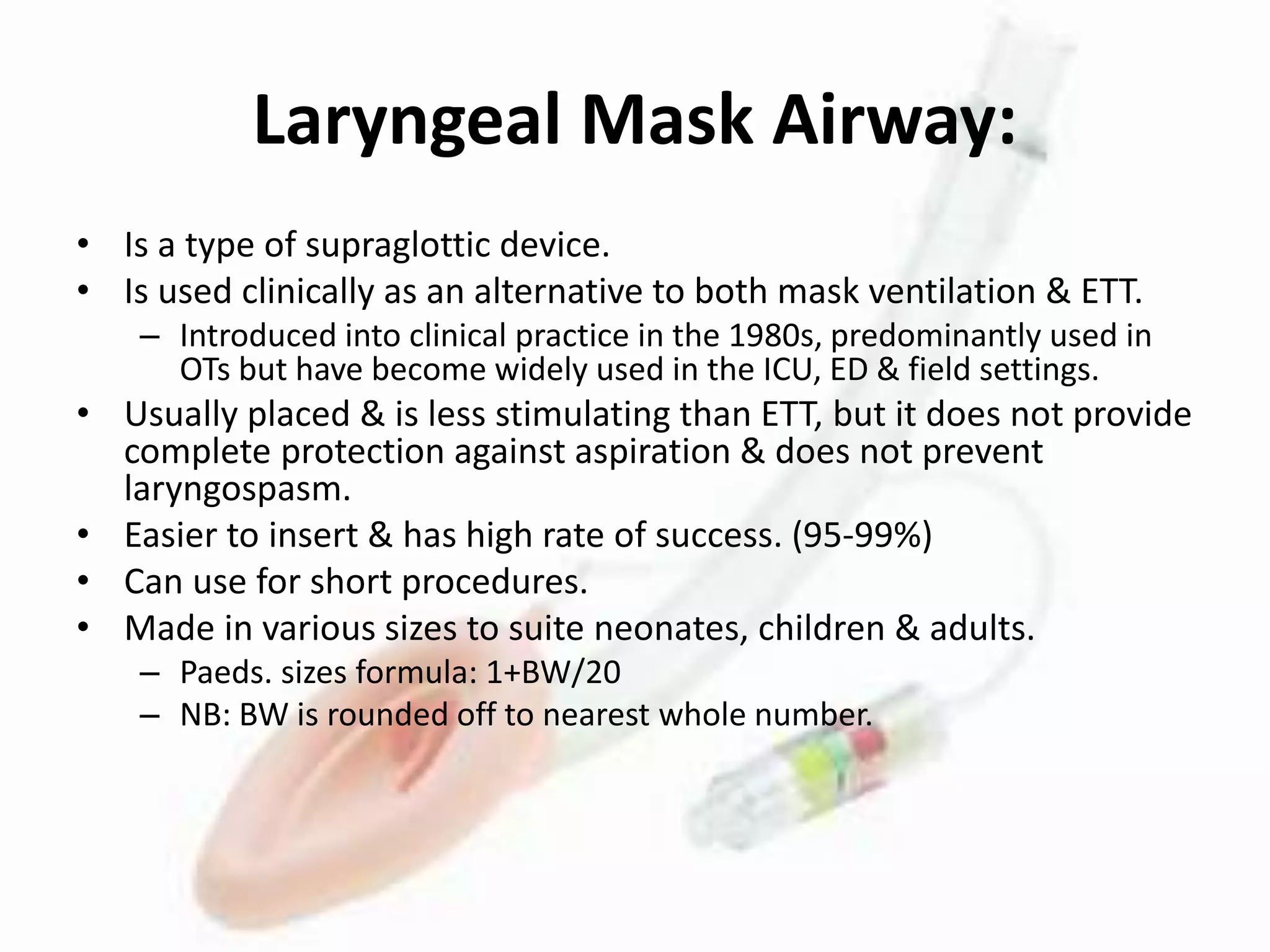 Lma, laryngospasm and pulmonary edema | PPTX | Ear, Nose and Throat ...