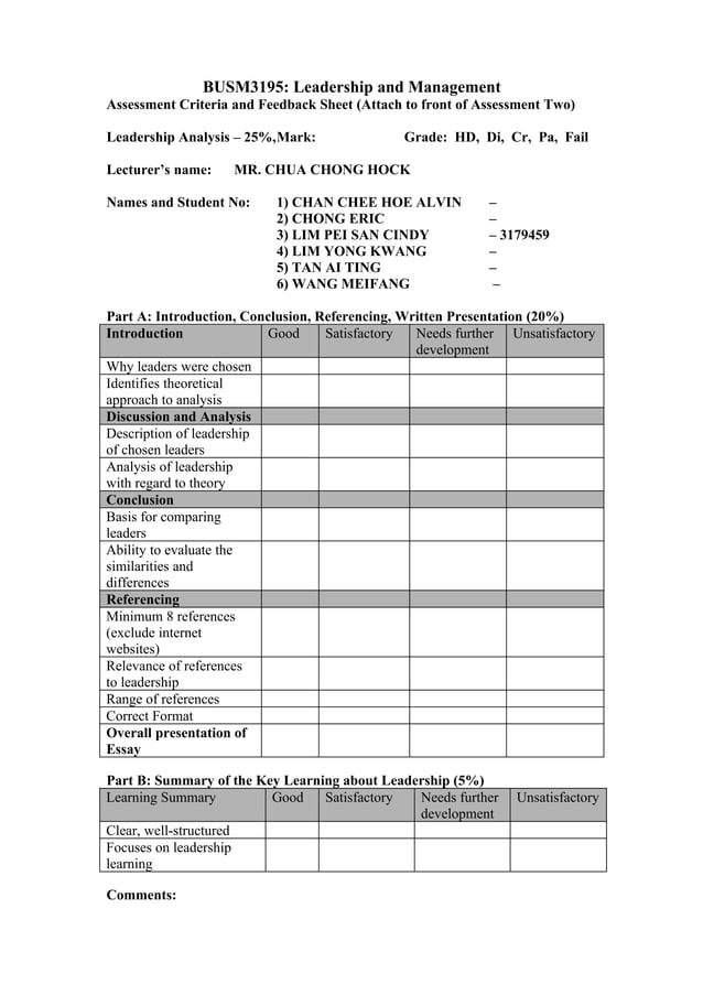 Lm Assessment Criteria Sheet (4 Apr) | DOC