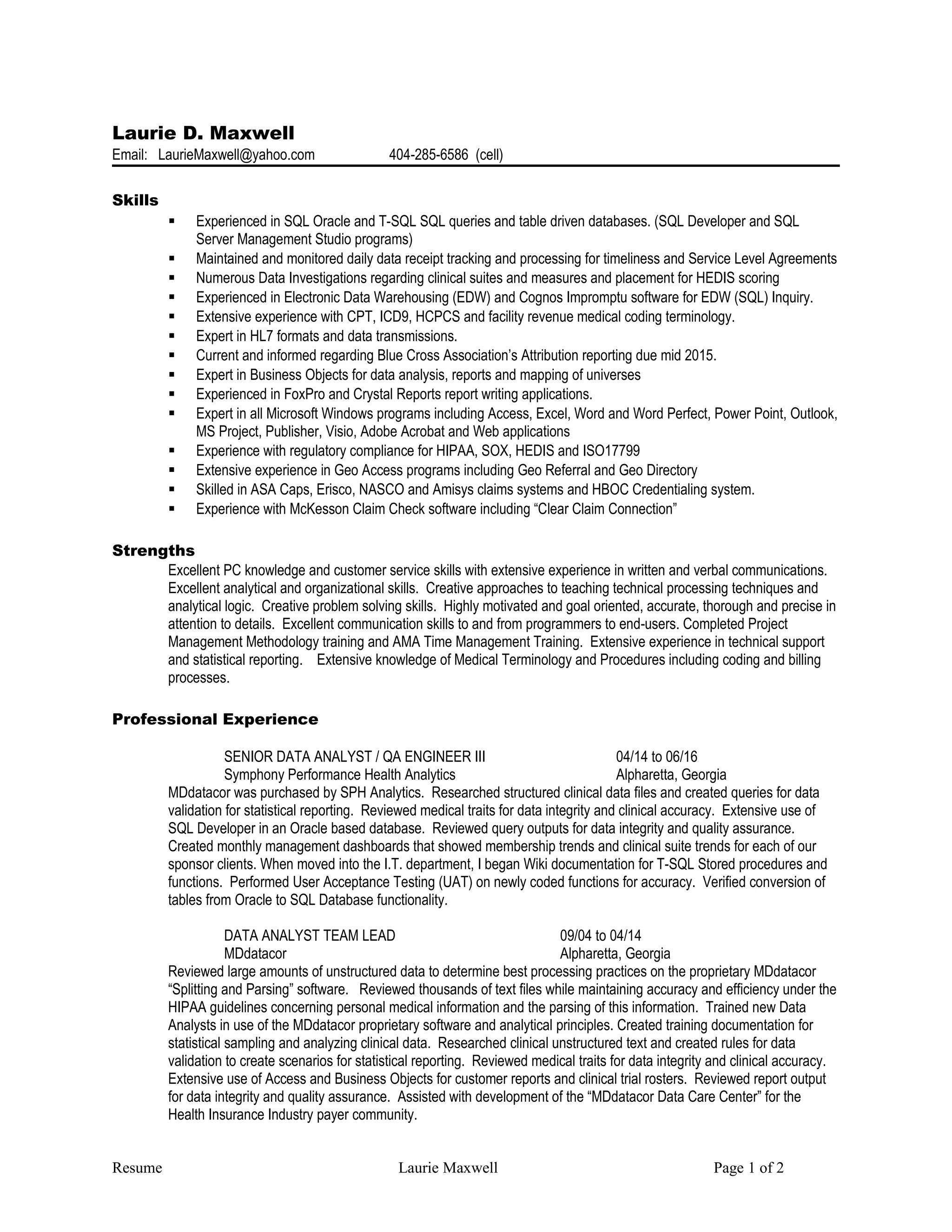 Laurie Maxwell Resume 07/2016 | DOC