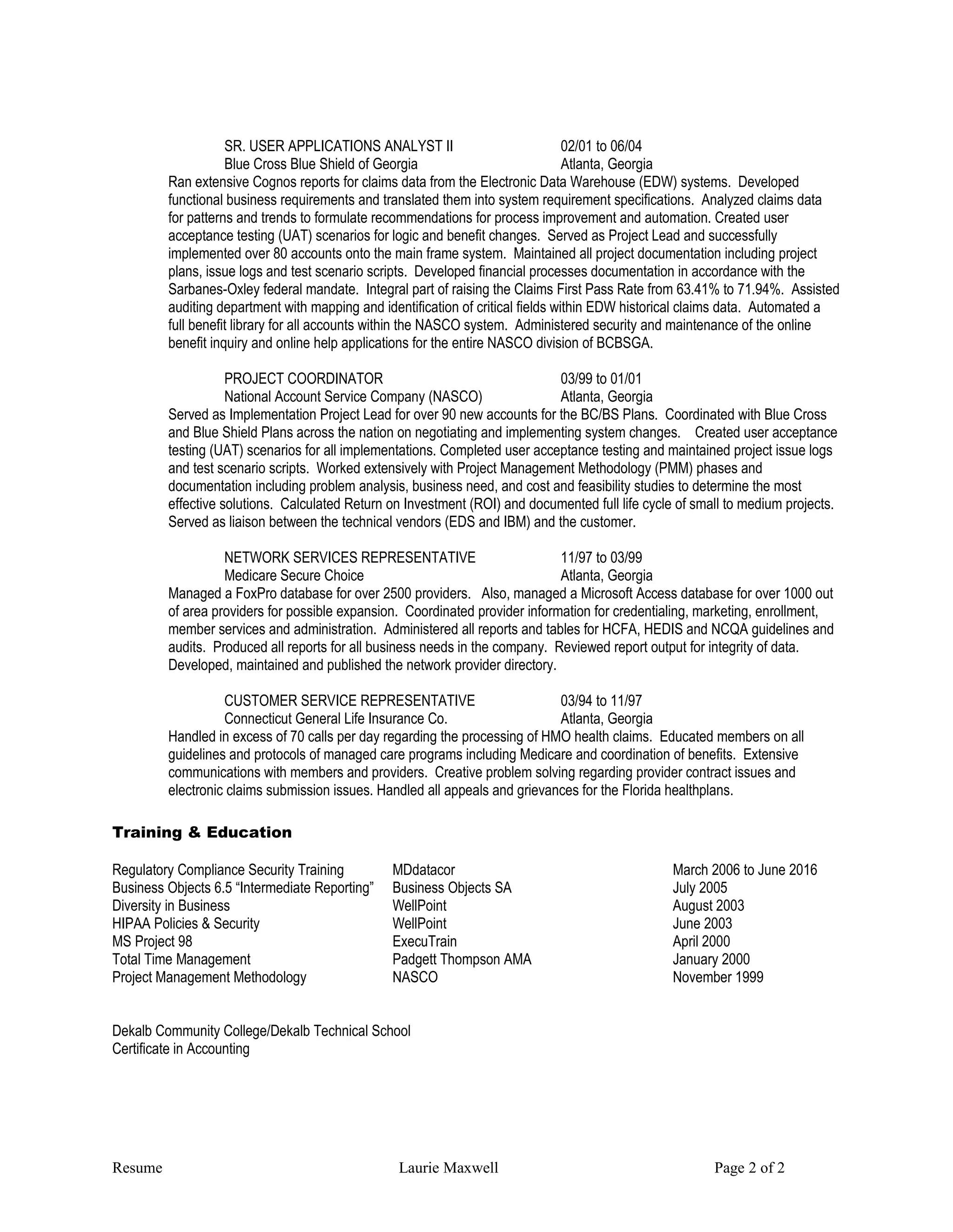 Laurie Maxwell Resume 07/2016 | DOC