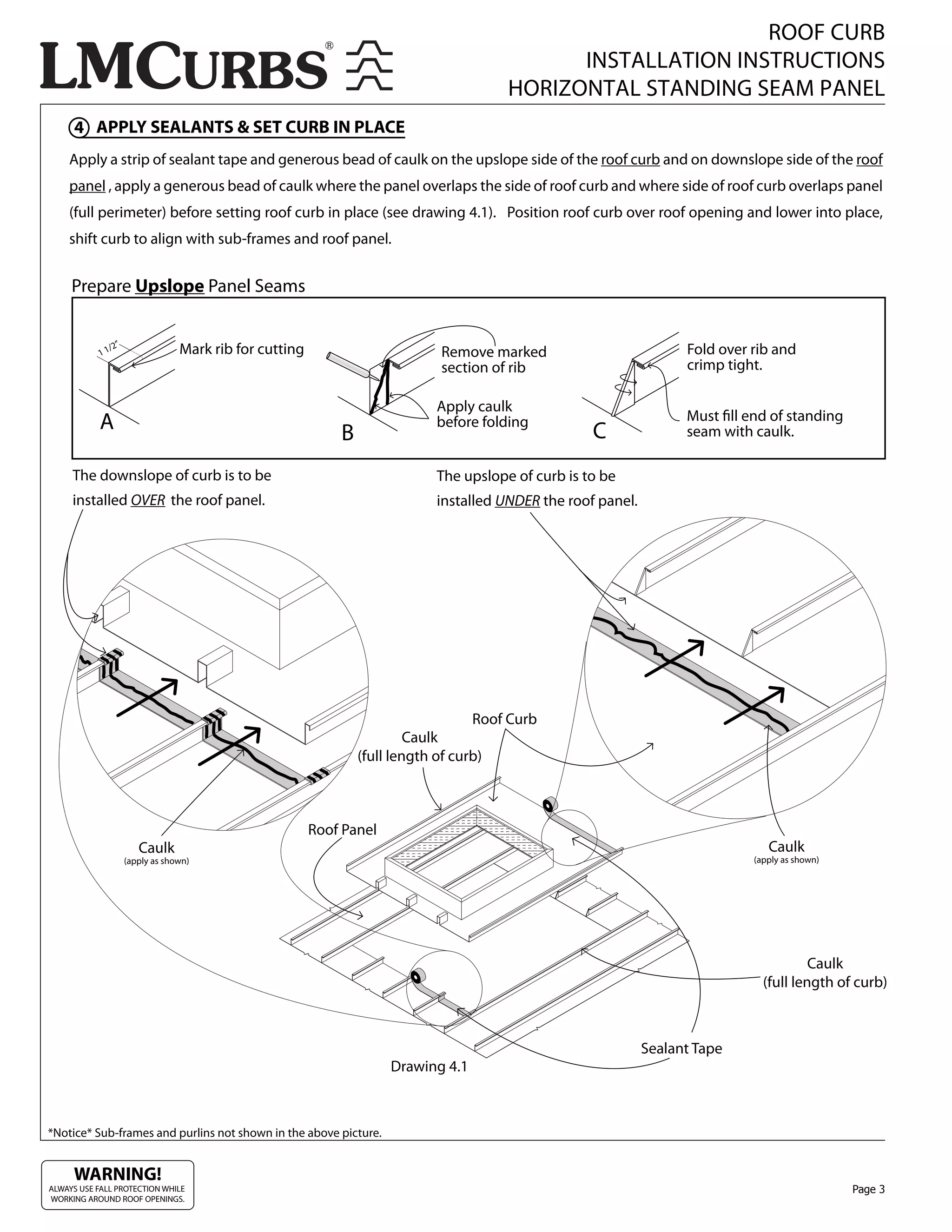 LMCurbs Roof Curb Installation Instructions For Horizontal Standing ...