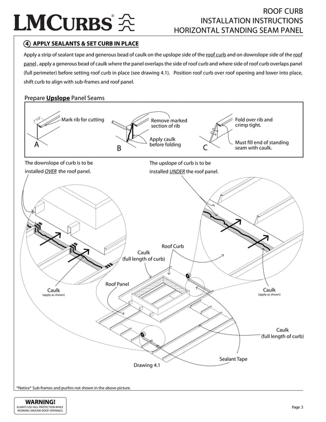 LMCurbs Roof Curb Installation Instructions For Horizontal Standing ...