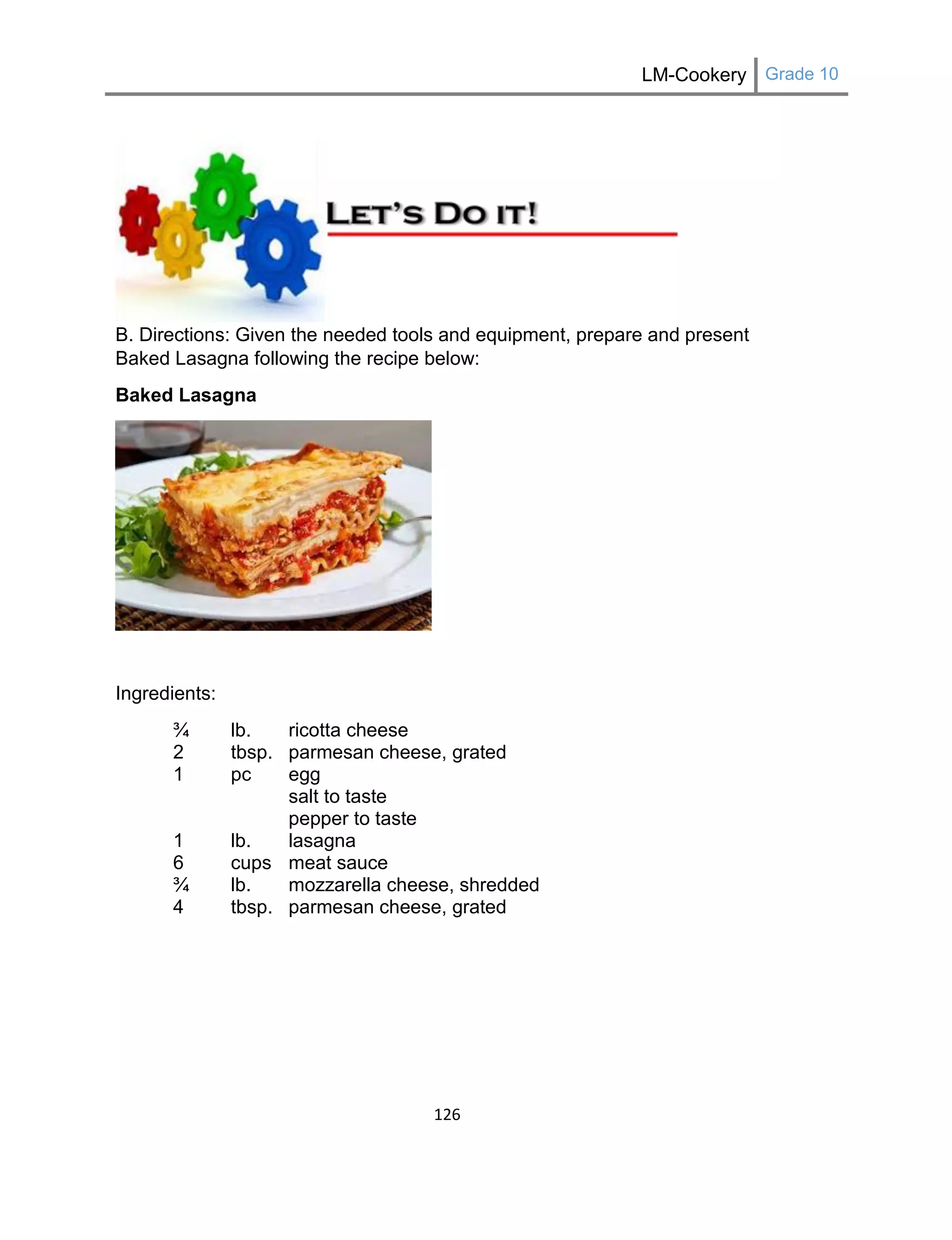 LM Cookery G10 | PDF