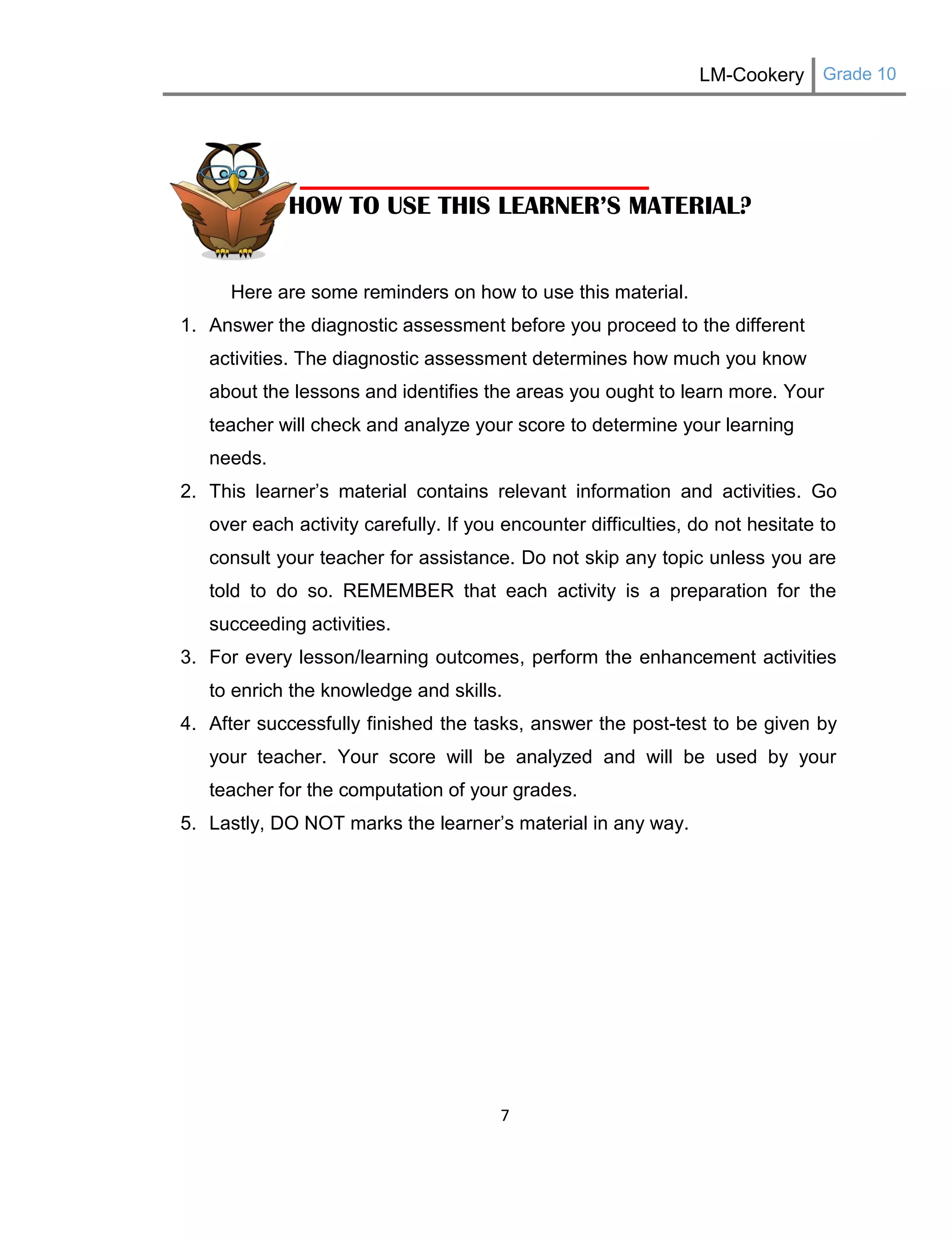 LM Cookery G10 | PDF
