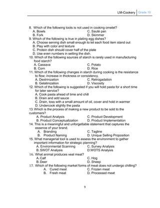 LM Cookery G10 | PDF