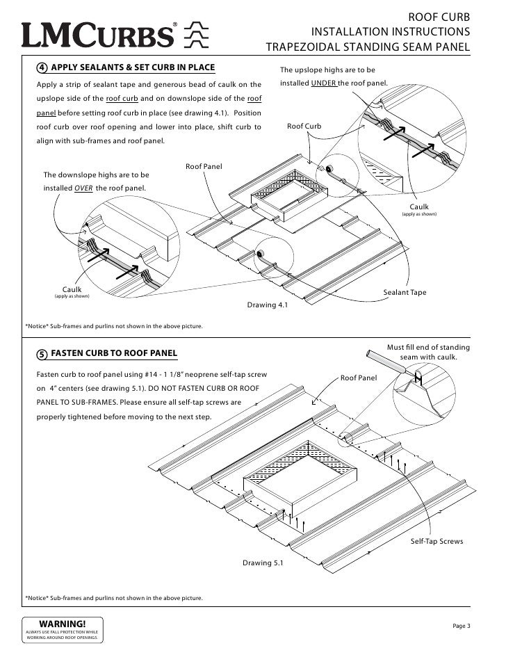 LMCurbs Roof Curb Installation Instructions For Trapezodial Standing