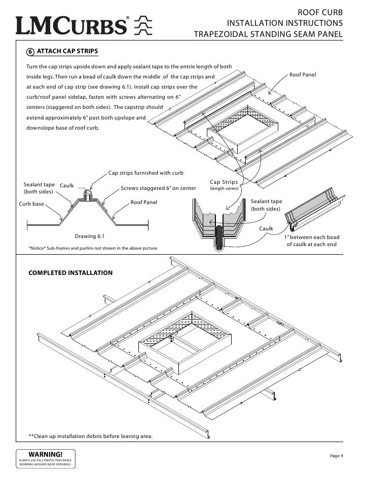 LMCurbs Roof Curb Installation Instructions For Trapezodial Standing