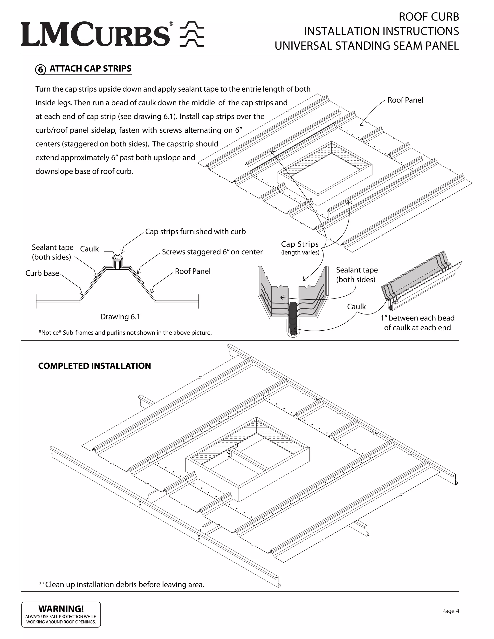 LMCurbs Roof Curb Installation Instructions For Universal Standing Seam ...