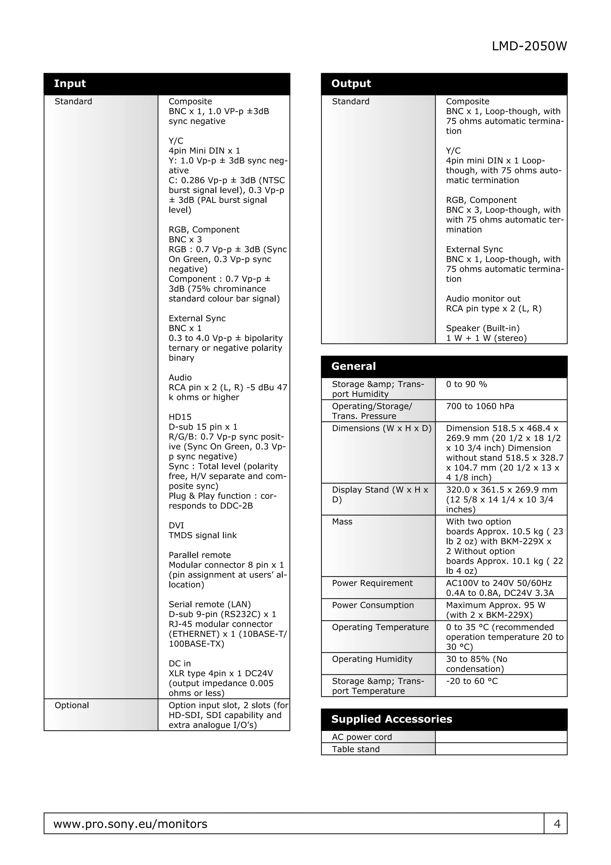 Sony LMD-2050W | PDF