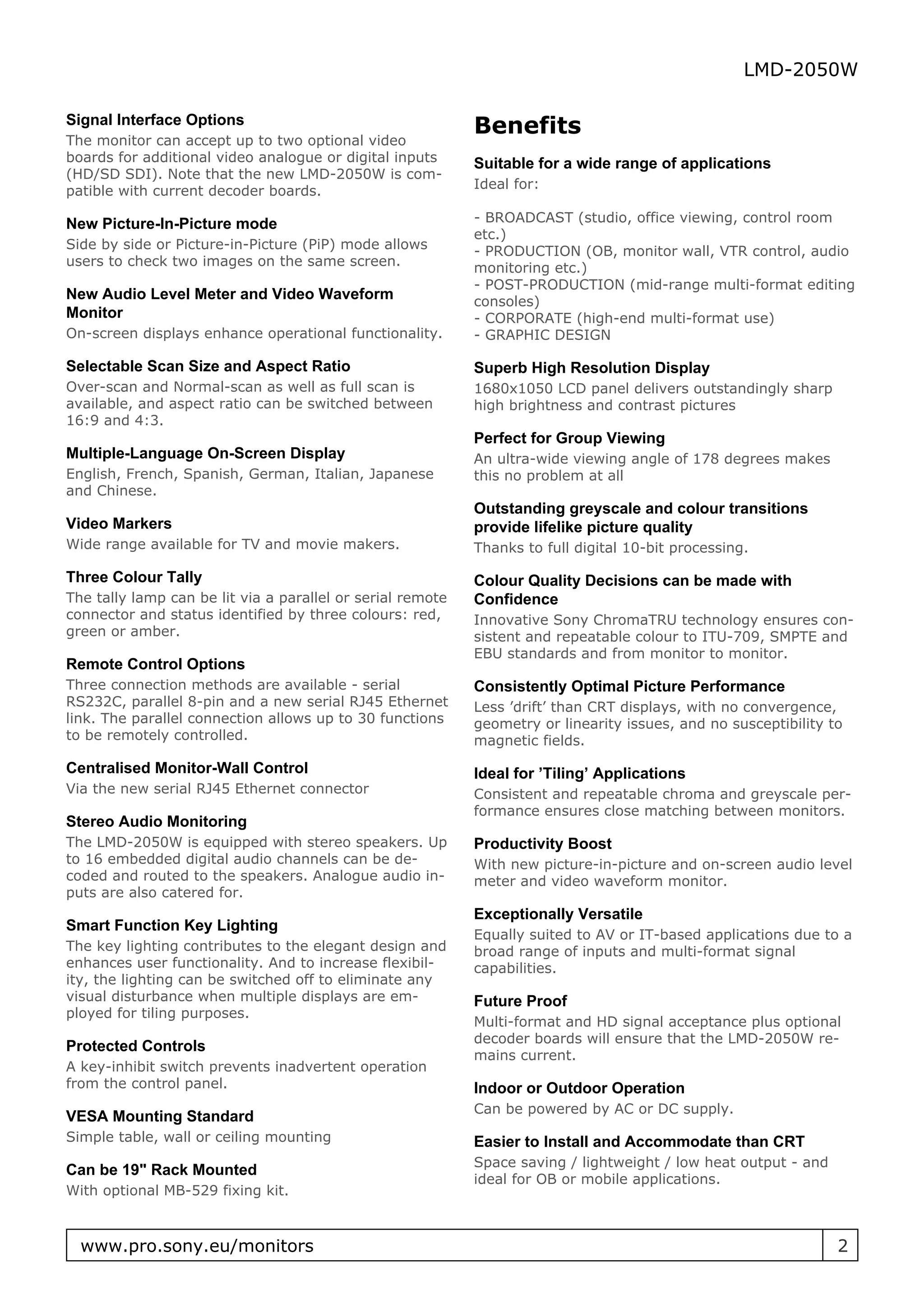 Sony LMD 2050W | PDF | Digital Audio | Computer Software and Applications