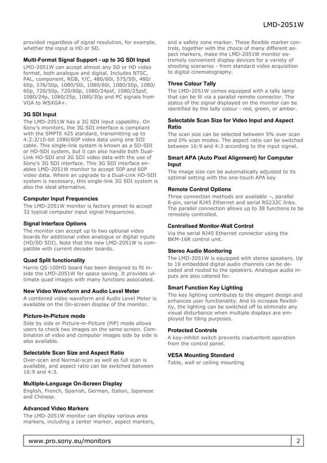 Sony LMD-2051W | PDF