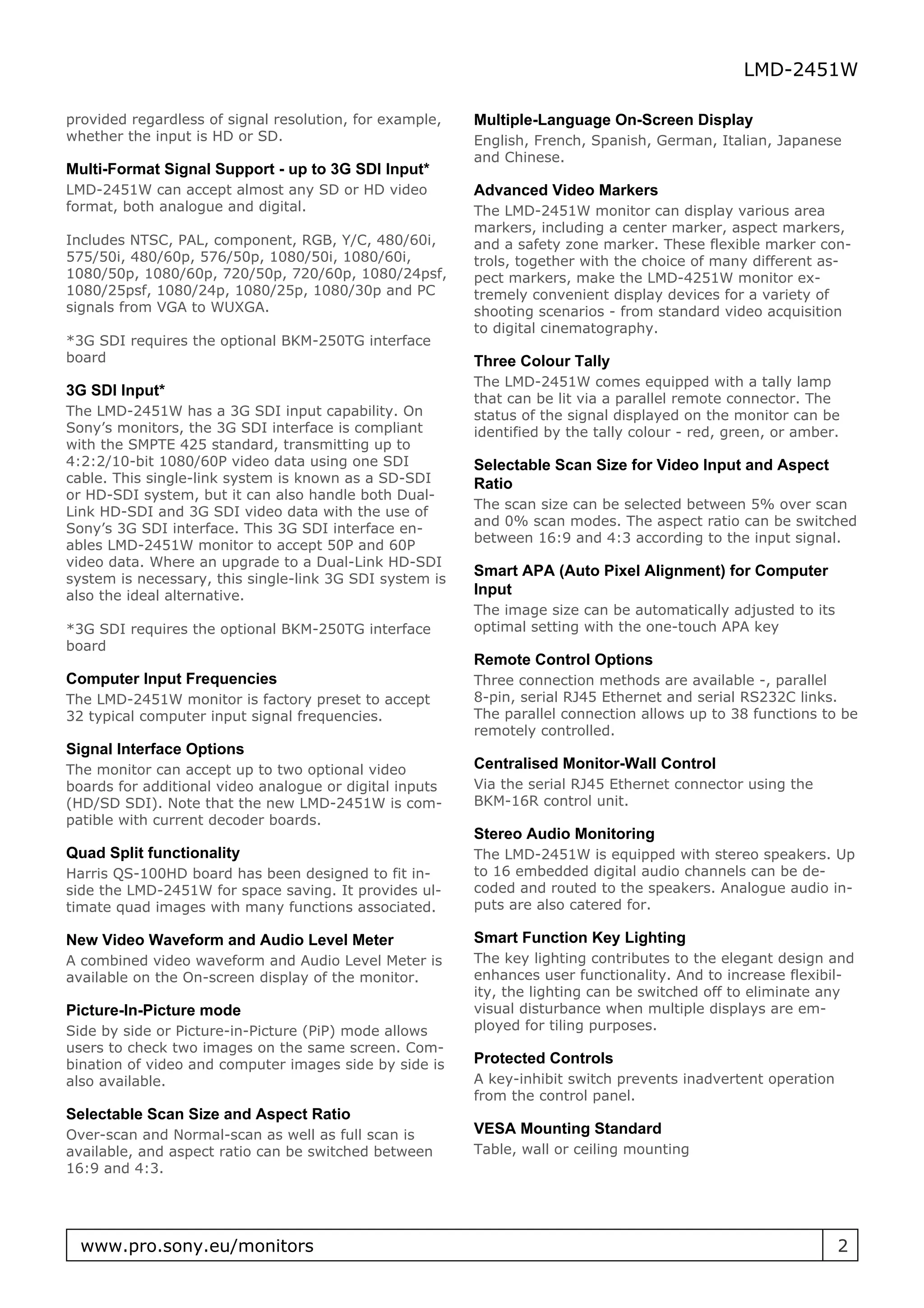 Sony LMD-2451W | PDF