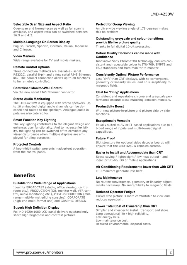 Sony LMD-4250W | PDF