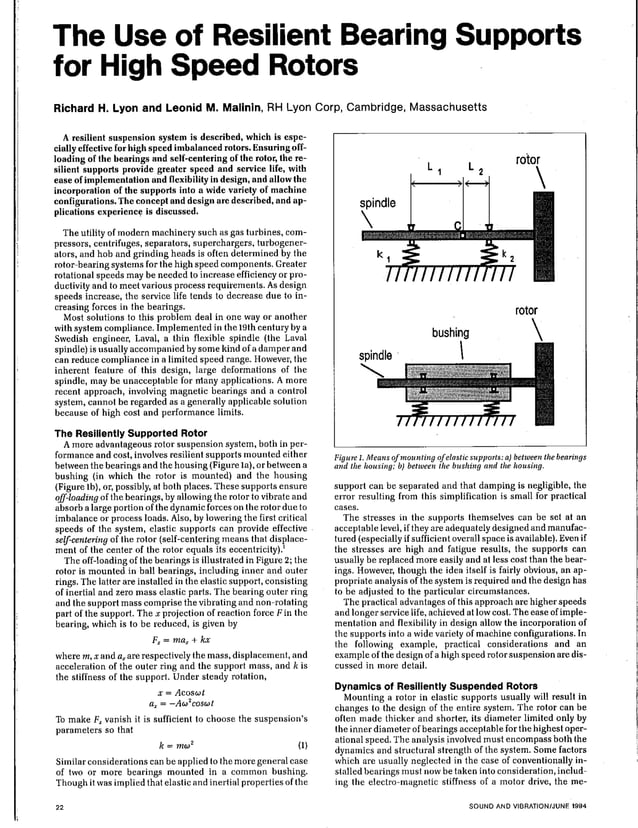 The Use of Resilient Bearing Supports for High Speed Rotors | PDF
