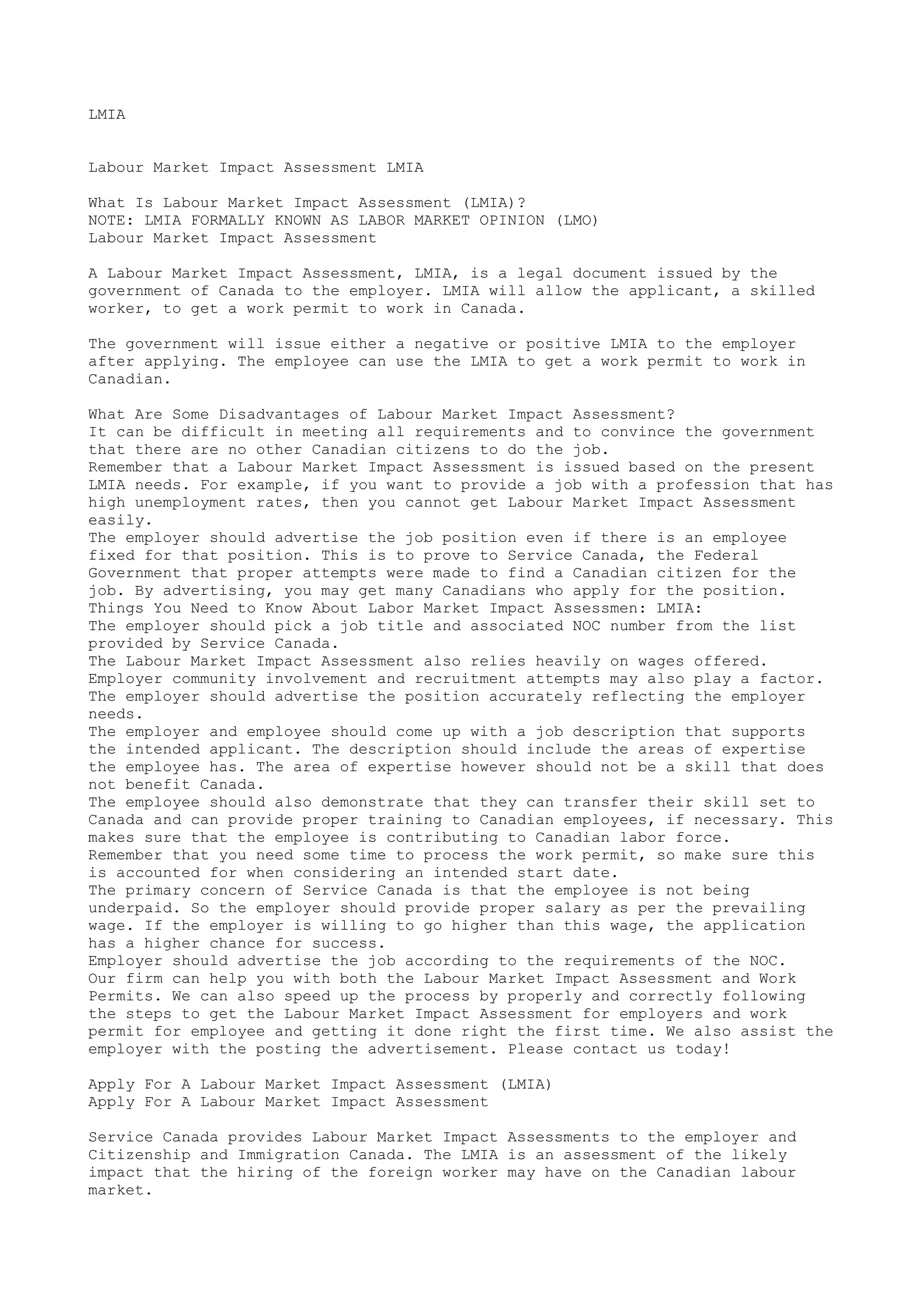 LMIA (CANADA JOB VISA) | TXT