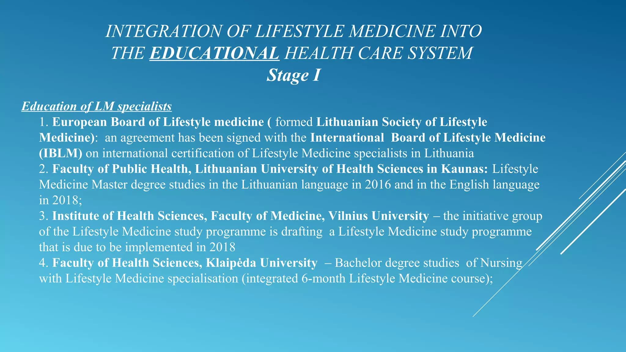 Lifestyle medicine integration | PPT