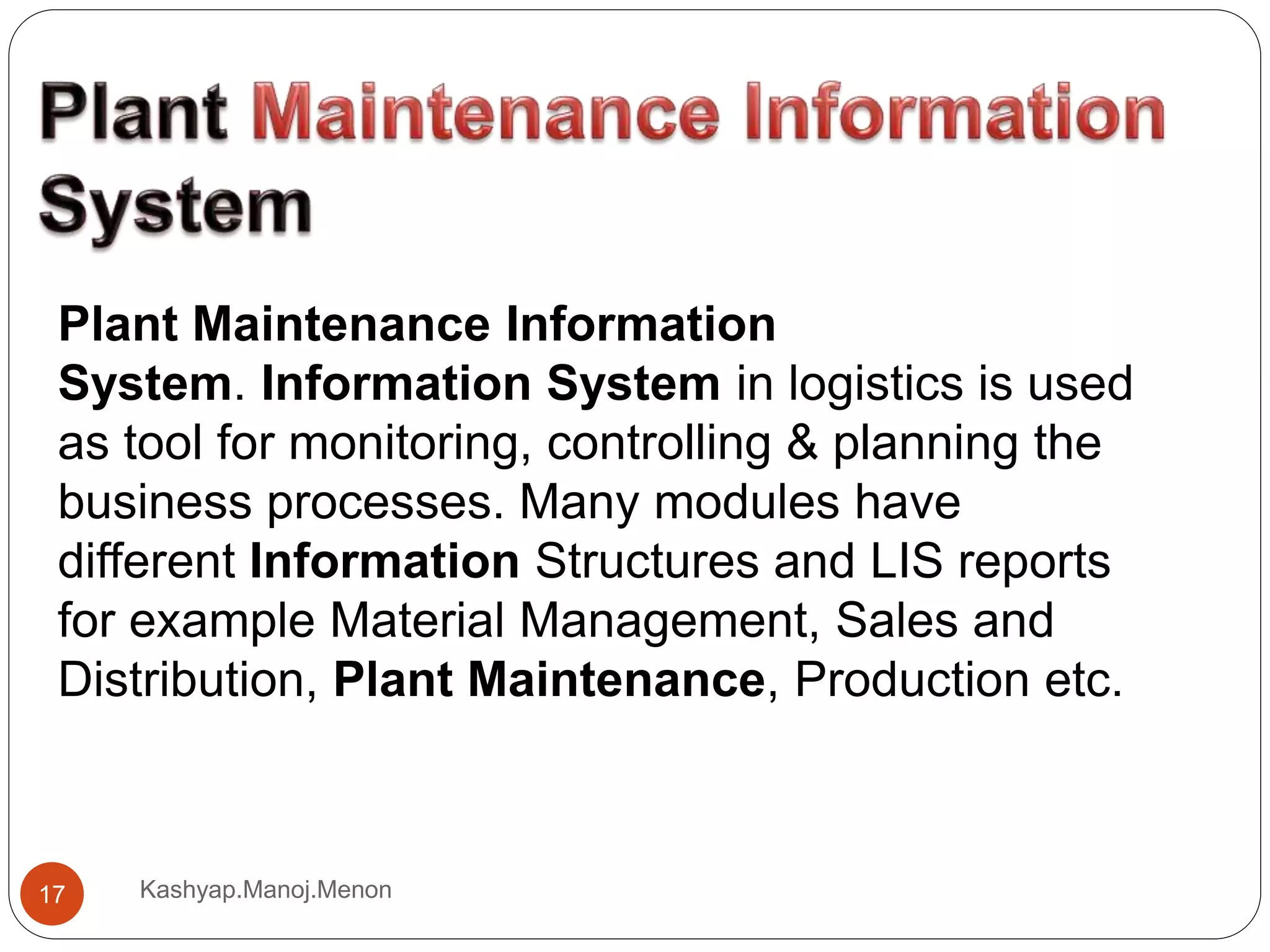 Logistics Management Information System [LMIS] | PPTX