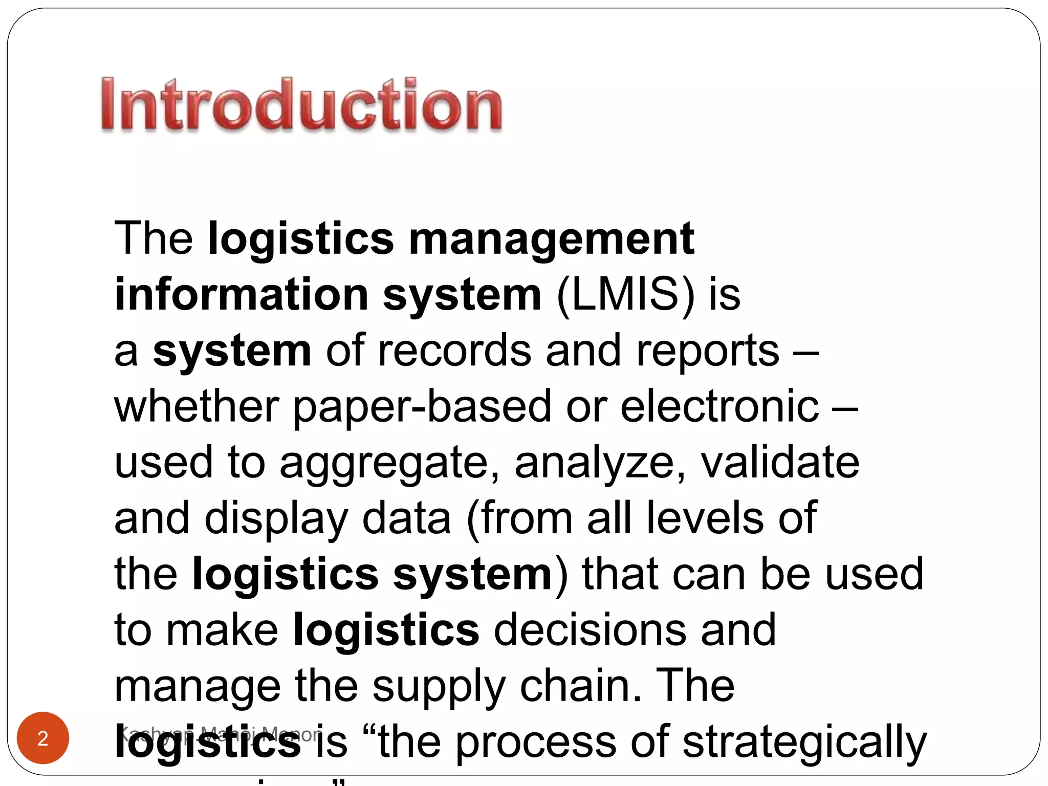 Logistics Management Information System [LMIS] | PPTX