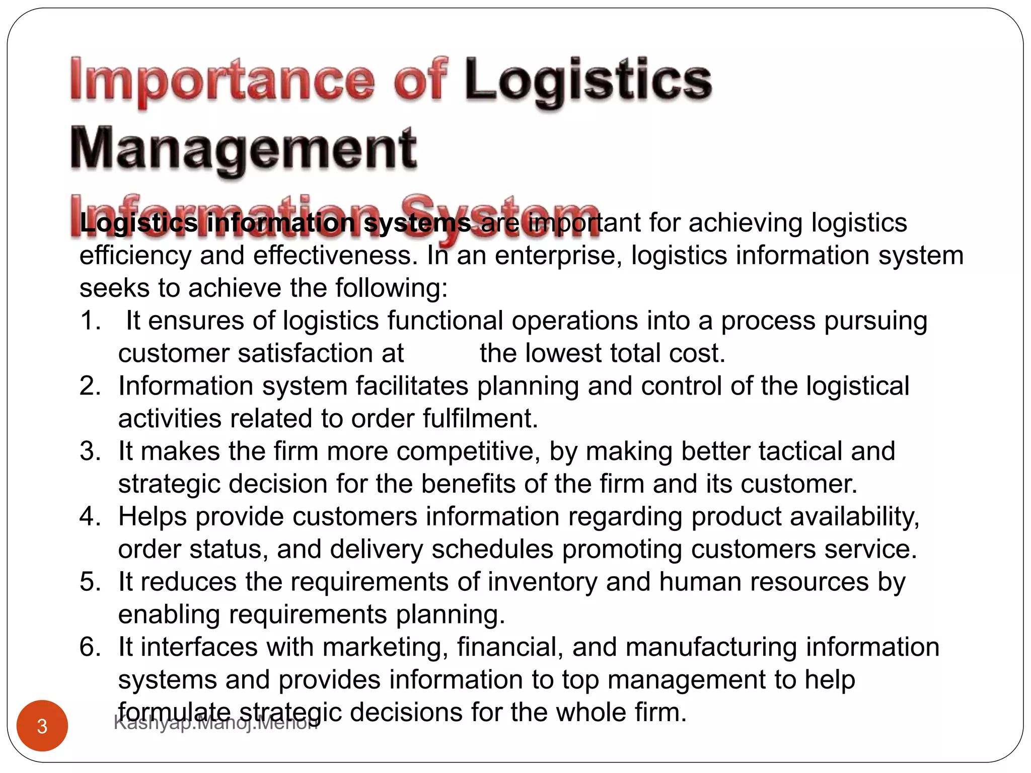 Logistics Management Information System [LMIS] | PPTX