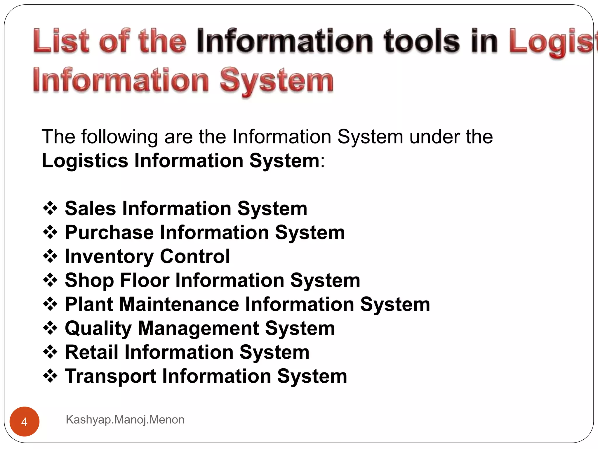 Logistics Management Information System [LMIS] | PPTX