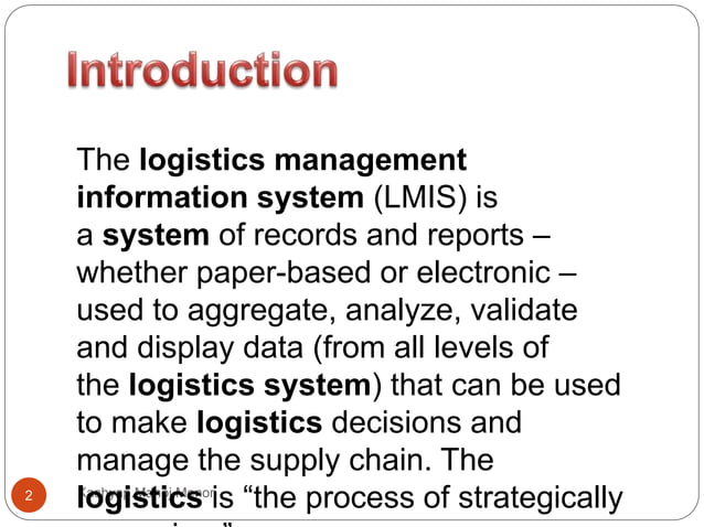 Logistics Management Information System [LMIS] | PPTX