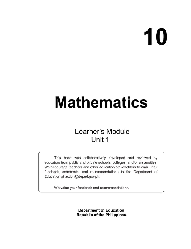 Grade 10 Math Module (1st Quarter) | PDF